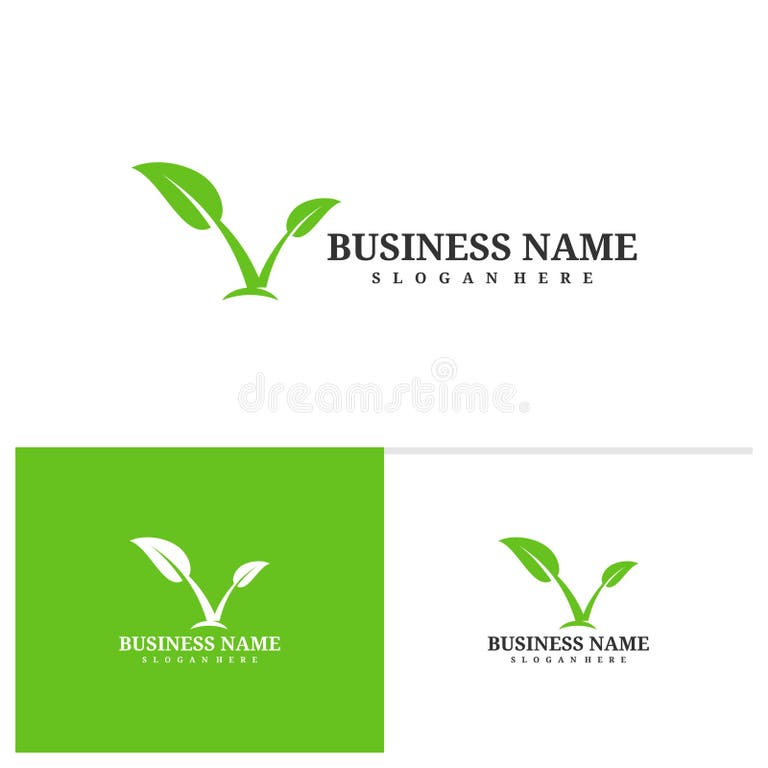 Letter V with Leaf Template, Creative V Leaf Logo Design Vector, Leaf ...