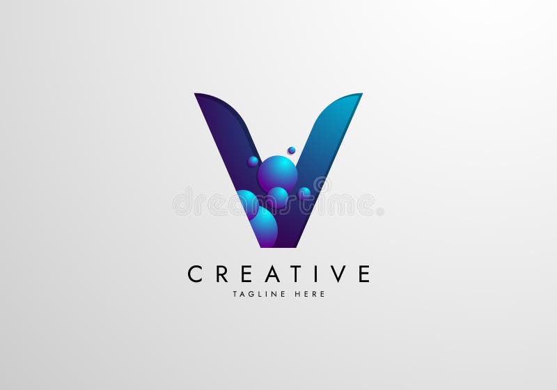 Letter V Logo Combined with Gradient Colored Bubbles Stock Vector ...