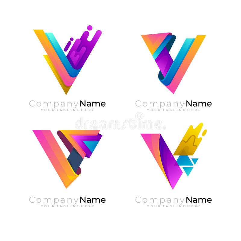 Letter V Logo Design Combination, Set V Logo Stock Vector ...
