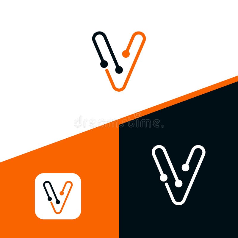 Letter V Logo Design,Technology and Digital Dot Connection Logo Vector ...