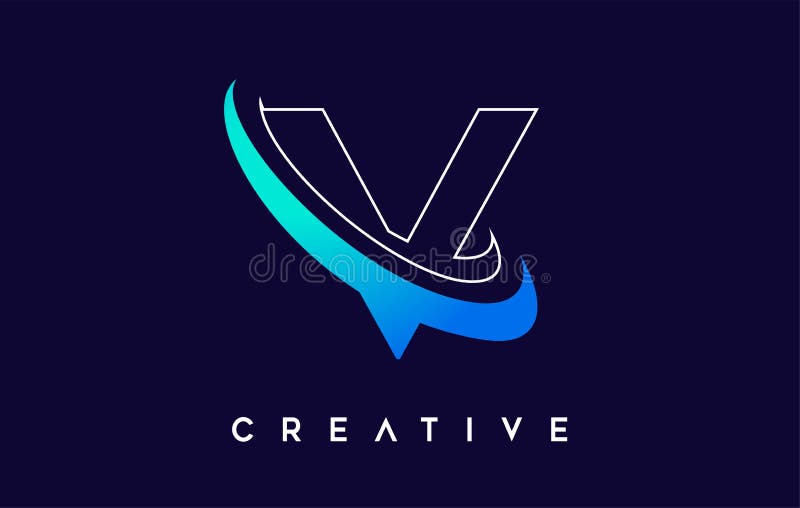 Letter V Logo. V Letter Design Vector with Blue Swash Vector Stock ...