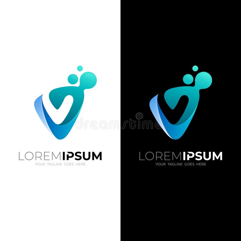 Letter V Logo with Drop Design Template, Fresh Icon, Water and Wave ...