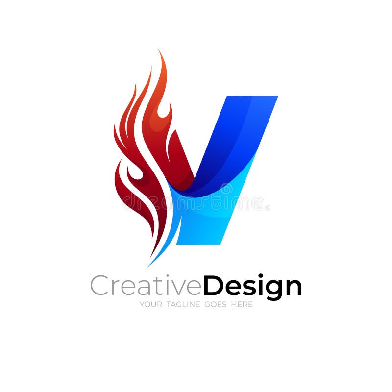 Abstract Fire Logo with Red Color Design Template, 3d Logo Vector Stock ...