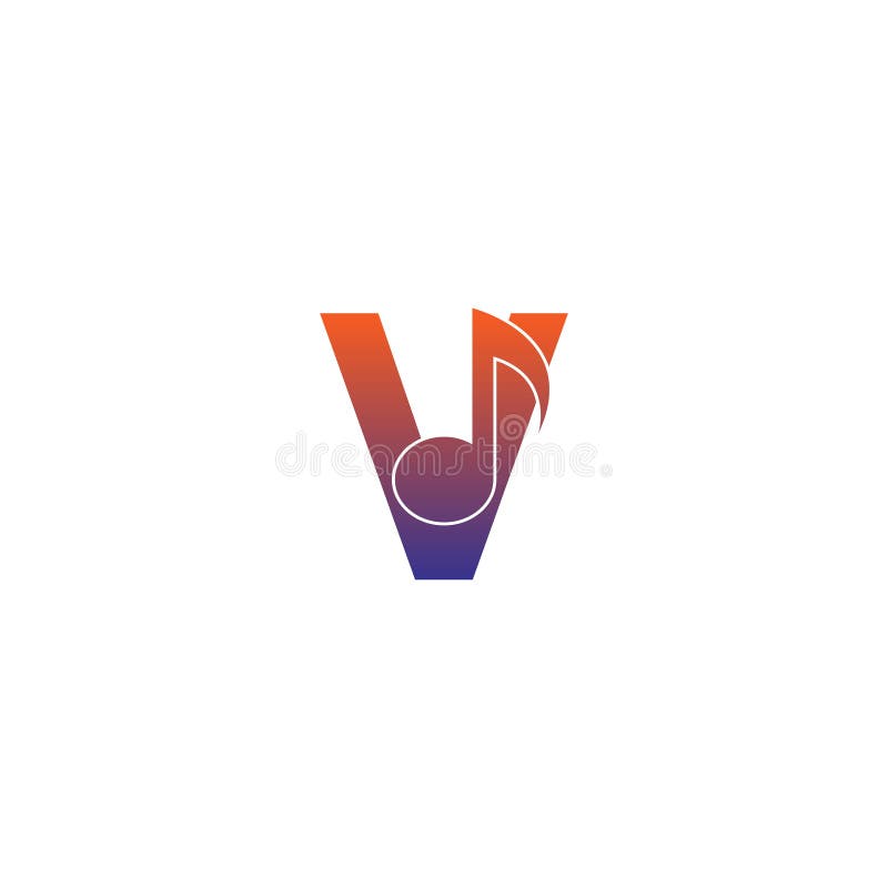Letter V Logo Icon with Musical Note Design Symbol Template Stock ...