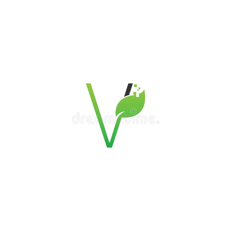 Letter V Logo Leaf Digital Icon Design Concept Stock Vector ...