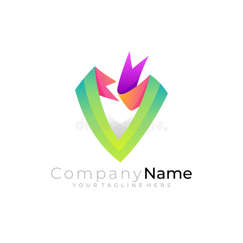 Letter V Logo with Ribbon Design Combination Stock Vector ...