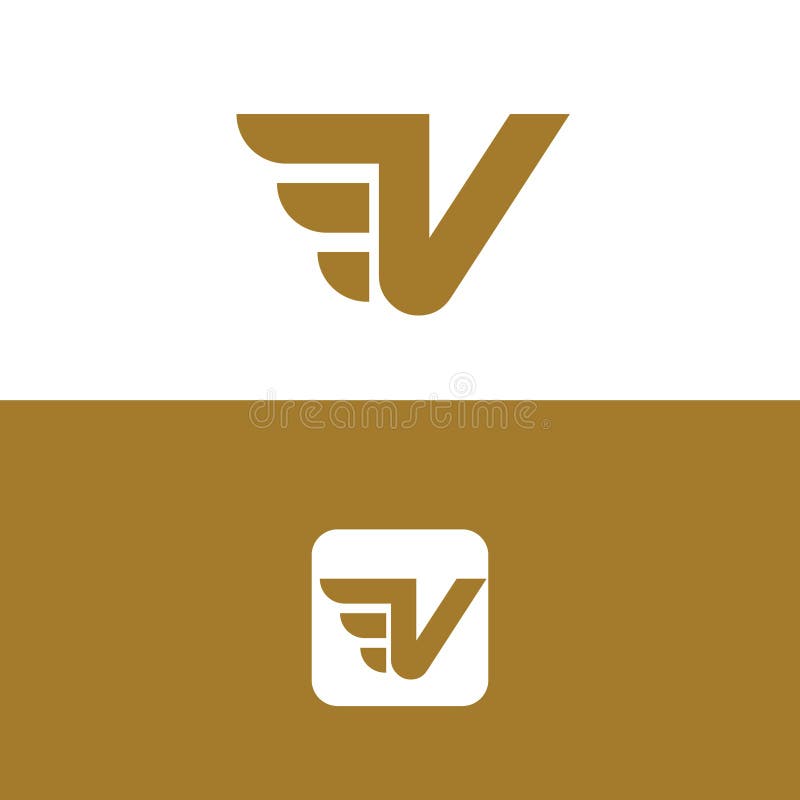 Letter V Logo with Simple Wings Design Element Vector Template Stock ...