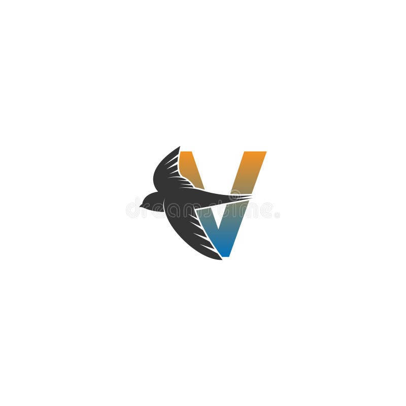 Letter V Logo with Swift Bird Icon Design Vector Stock Vector ...