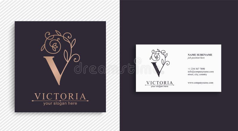 Letter V Logo Template. Monnogram, Delicate Floral Design. Personal ...