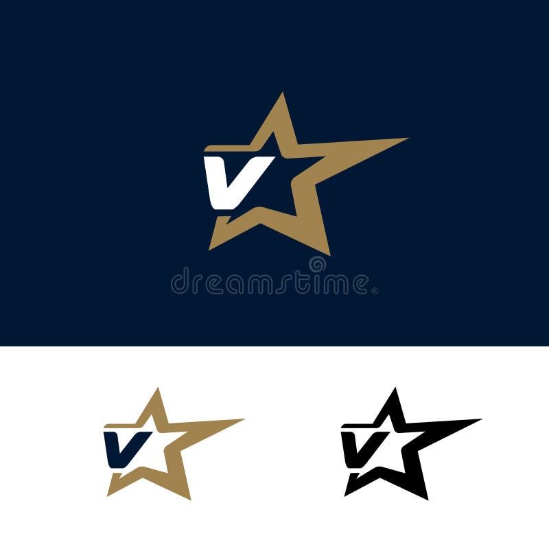 Letter V Logo Template with Star Design Element. Vector Illustration ...