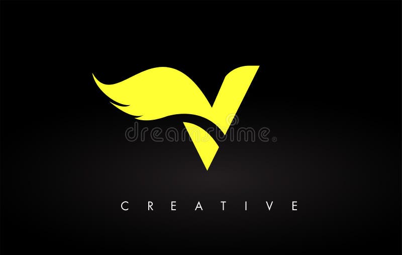 Letter V Logo with Yellow Colors and Wing Design Vector Stock Vector ...