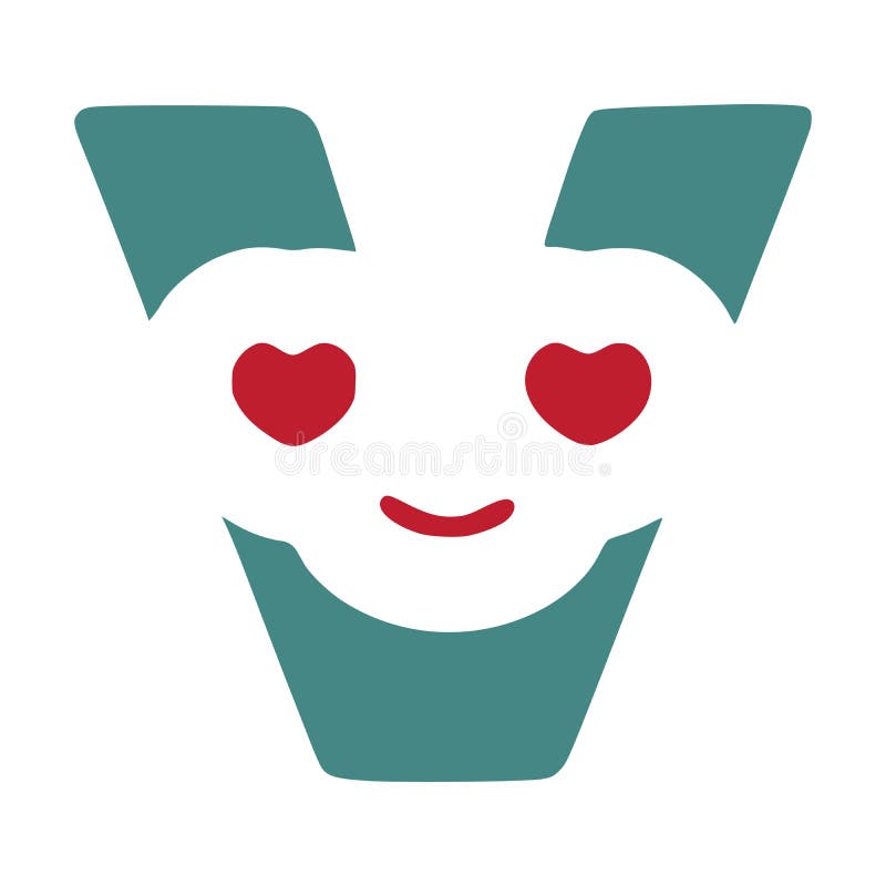 Letter V in Love is a Cute Character Stock Vector - Illustration of ...