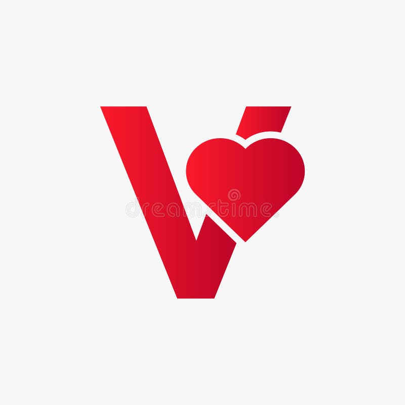 Letter V Love Symbol and Heart Icon Concept Vector Template Stock ...