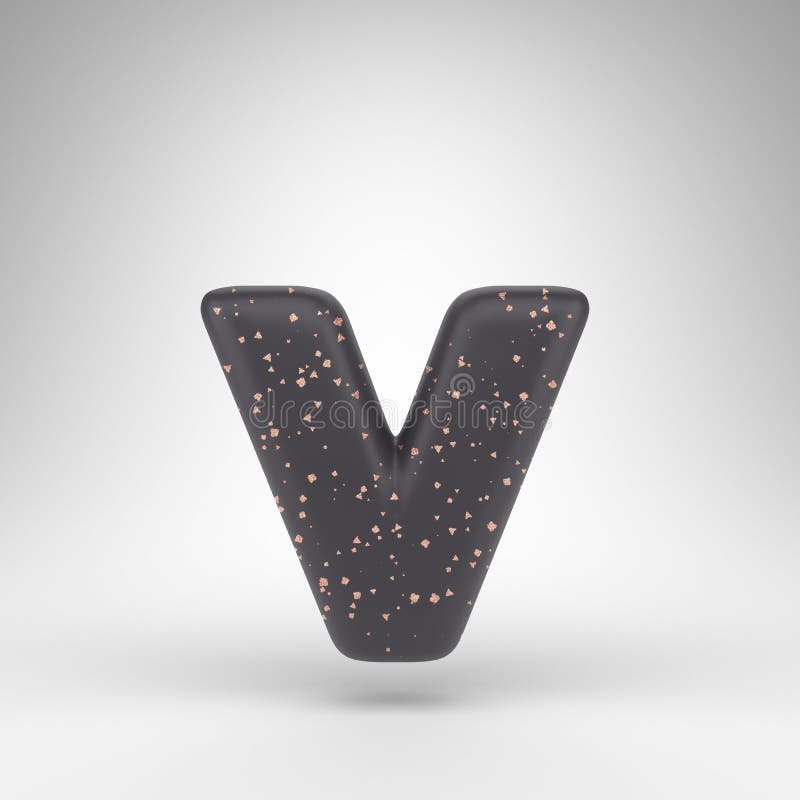 Letter V Lowercase on White Background. Black Matte 3D Letter with ...