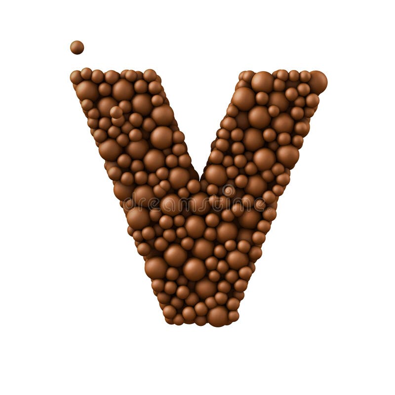 Letter V Made of Chocolate Bubbles, Milk Chocolate Concept, 3d ...