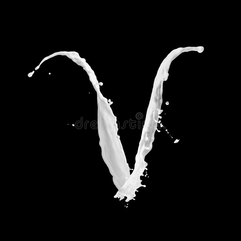 Letter V Made of Milk Splash, Isolated on Black Background Stock Photo ...