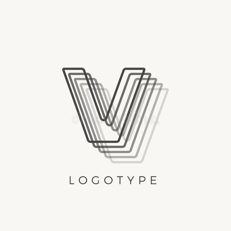 Letter V of Outline Stripes, Blend Effect Letter for Monogram and Logo ...