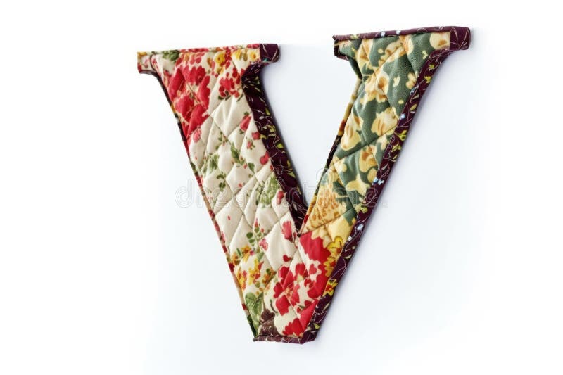 Letter V, Quilted, on White Background Stock Illustration ...