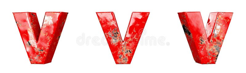 Letter V from Red Scratched Metallic Letters Alphabet Collection Set ...