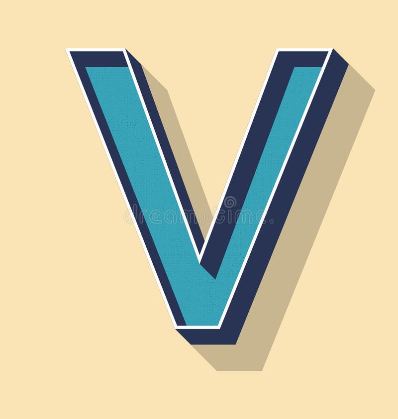 Letter V Retro Vector Text Style, Fonts Concept Stock Vector ...
