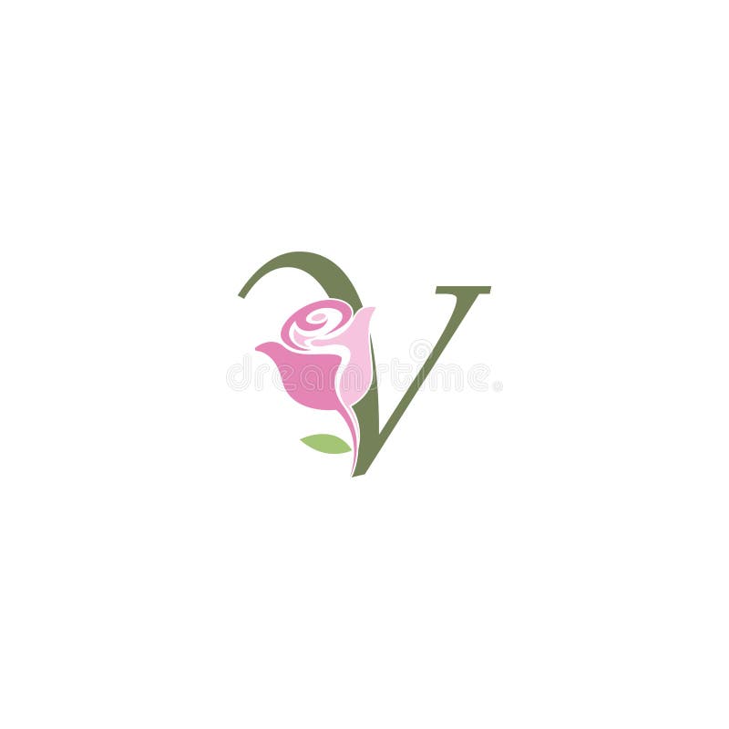Letter V with Rose Icon Logo Vector Template Stock Vector ...