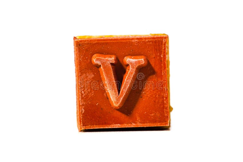 Letter V. Rubber Stamp with Wooden Handle Stock Photo - Image of ...