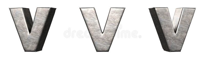 Letter V from a Scratched Iron Letters Collection. Isolated Stock ...