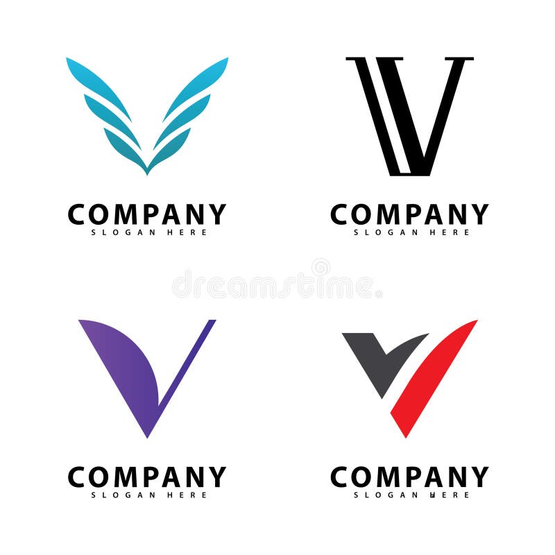 Letter V Simple Template Logo Stock Vector - Illustration of graphic ...