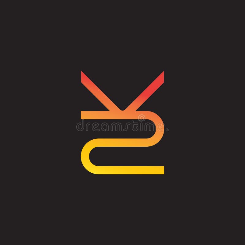 Letter V2 Simple Thin Gradient Line Vector Stock Vector - Illustration ...