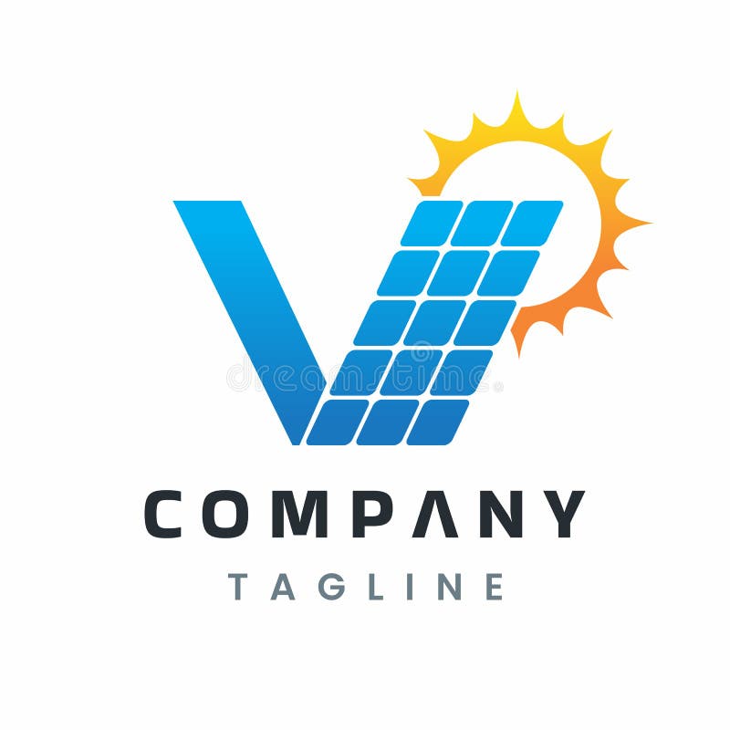 Letter V Solar Energy Logo, Solar Power Panel Design Stock Vector ...