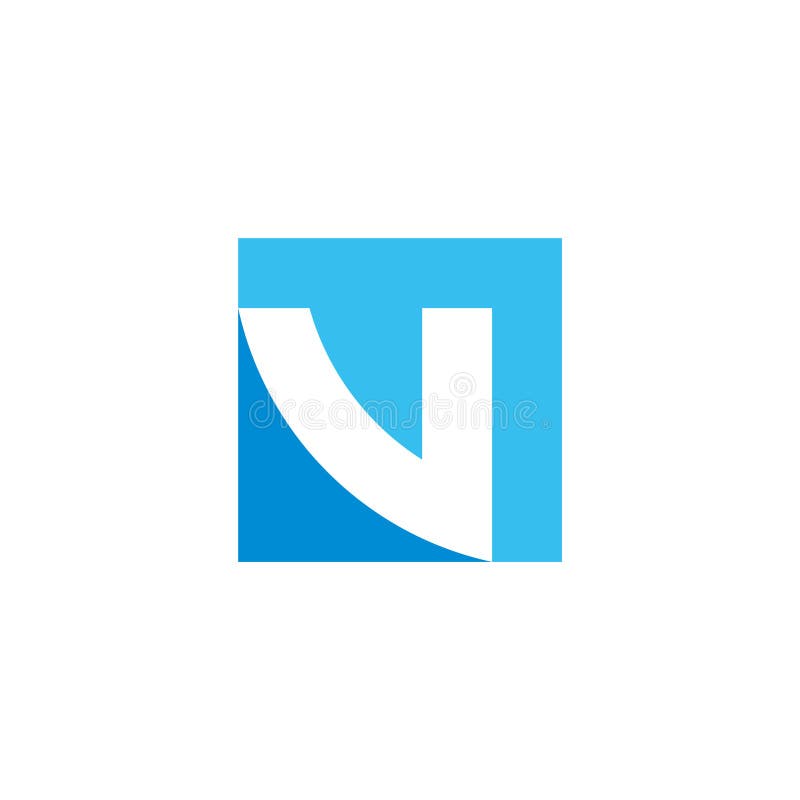 Letter V Square Blue Negative Space Logo Vector Stock Vector ...