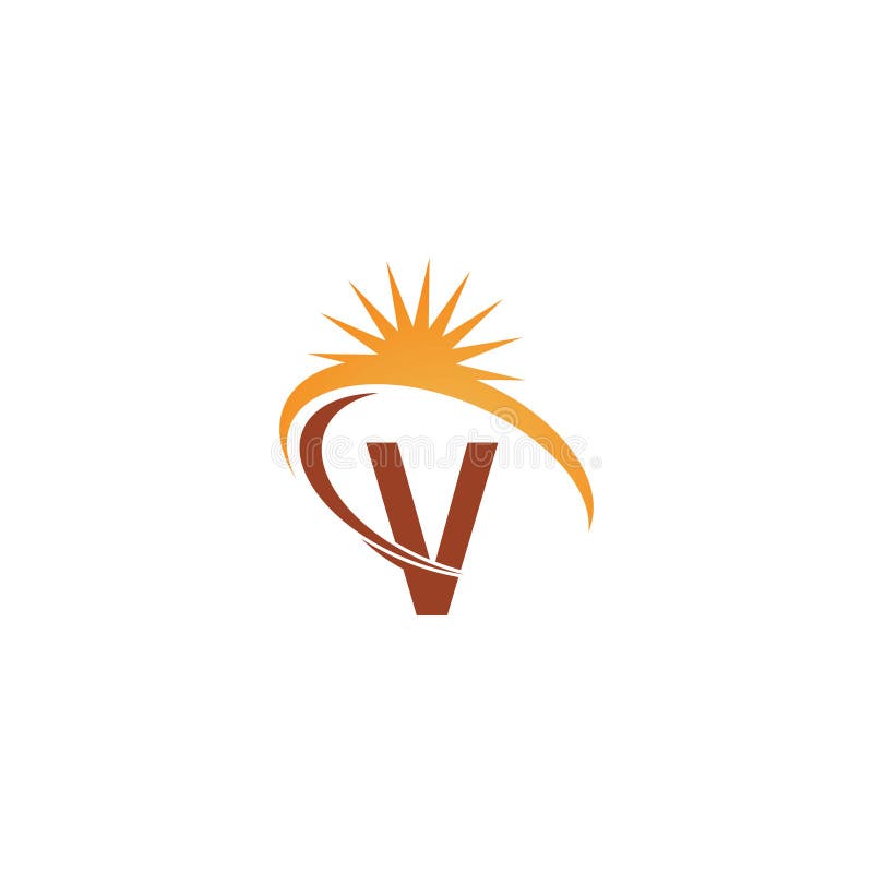 Letter V with Sun Ray Icon Logo Design Template Illustration Stock ...