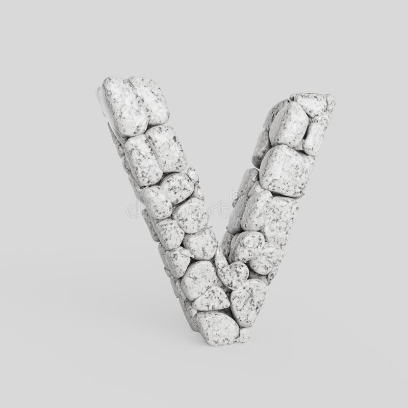 Upper Case Letter V Made of Smooth Stones on a White Background Stock ...