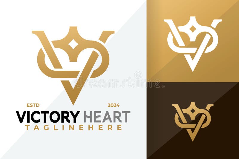Letter V Victory Heart Logo Icon Vector Design Illustration Stock ...