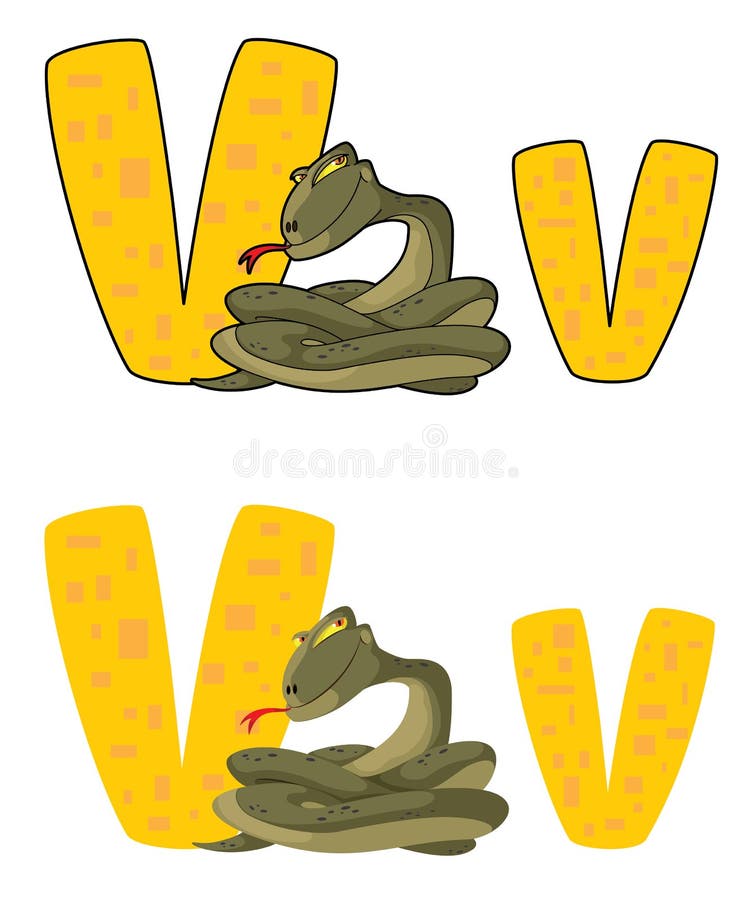 Viper is for V Letter in English Alphabet for Kids Stock Vector ...