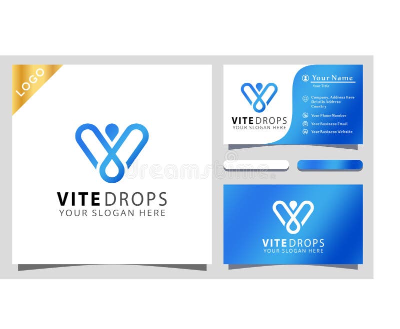Letter V Water Drop Logo Design Element Illustrator, Business Card ...