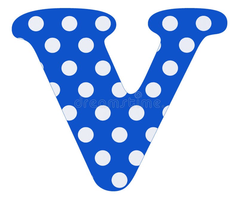 Letter V - White Circles on Blue Background. Top View Stock ...