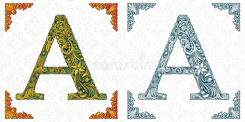 Letter a. Vector. Decorative Alphabet on White Background. Isolated ...