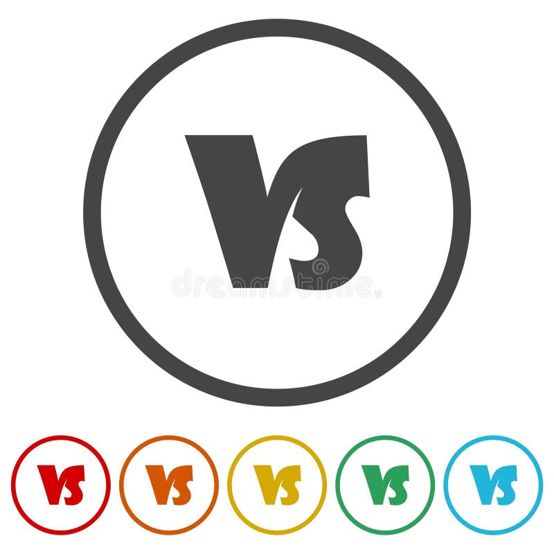 Letter VS Logo. Set Icons in Color Circle Buttons Stock Illustration ...