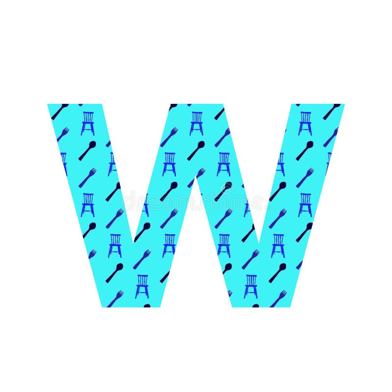 Letter W of the Alphabet Made with a Pattern of Spoons, Forks and ...