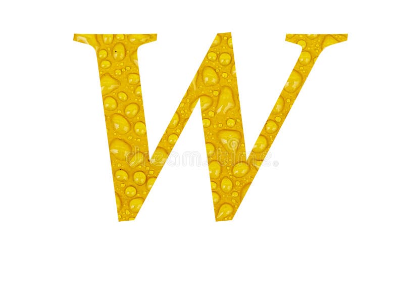 Letter W of the Alphabet Made with Raindrops on a Yellow Background ...