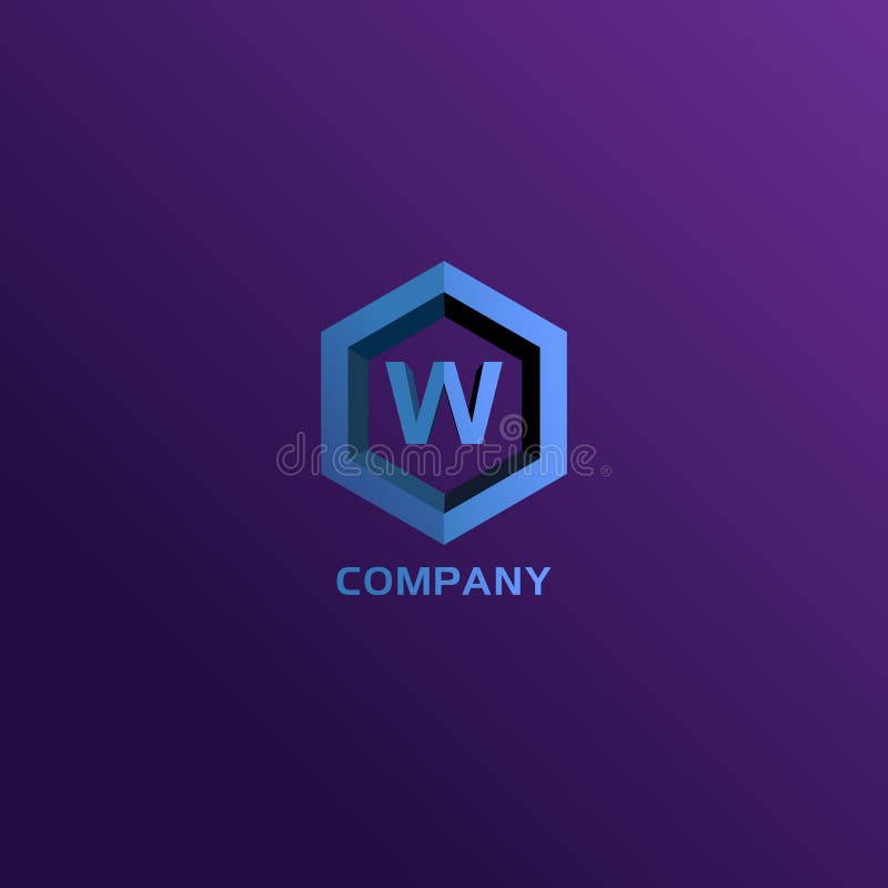 Letter W Alphabetic Company Logo Design Template, Light Blue, Hexagon ...
