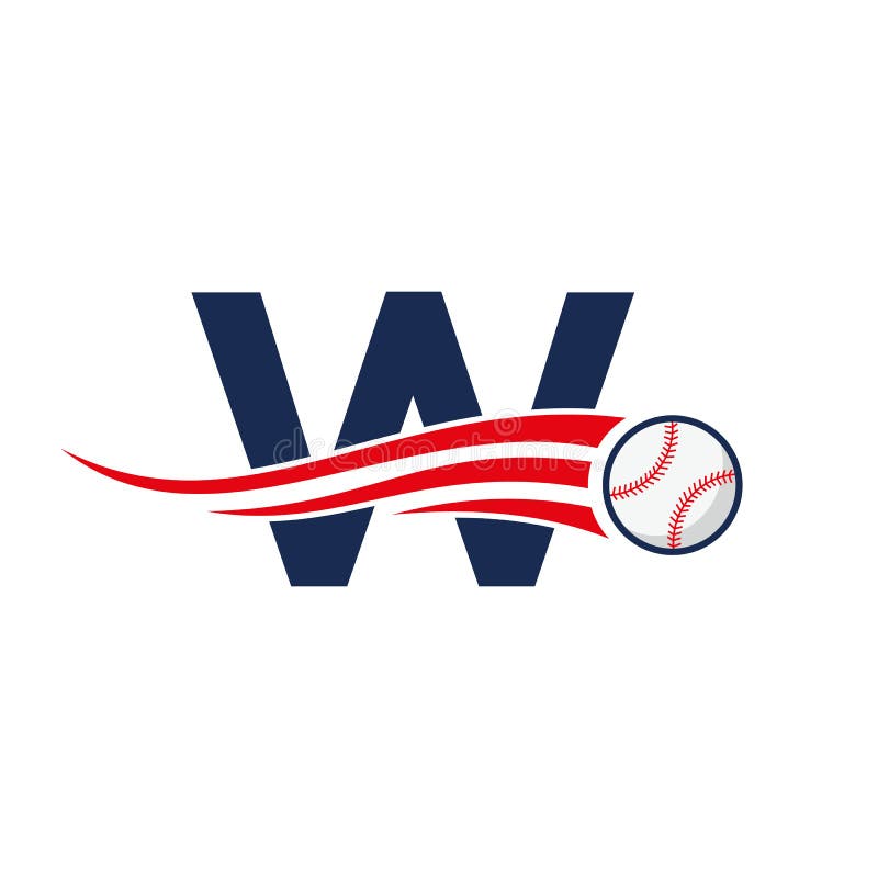 Letter W Baseball Logo Concept with Moving Baseball Icon Vector ...