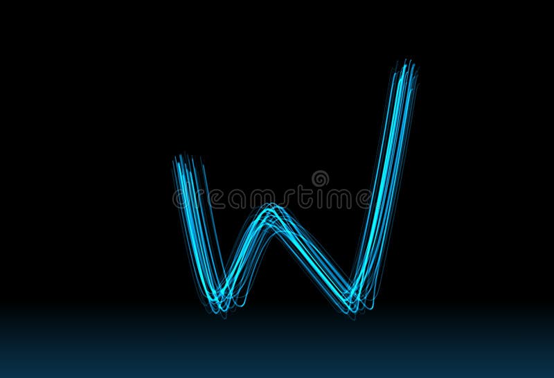 Letter W in Black Background Stock Illustration - Illustration of lamp ...