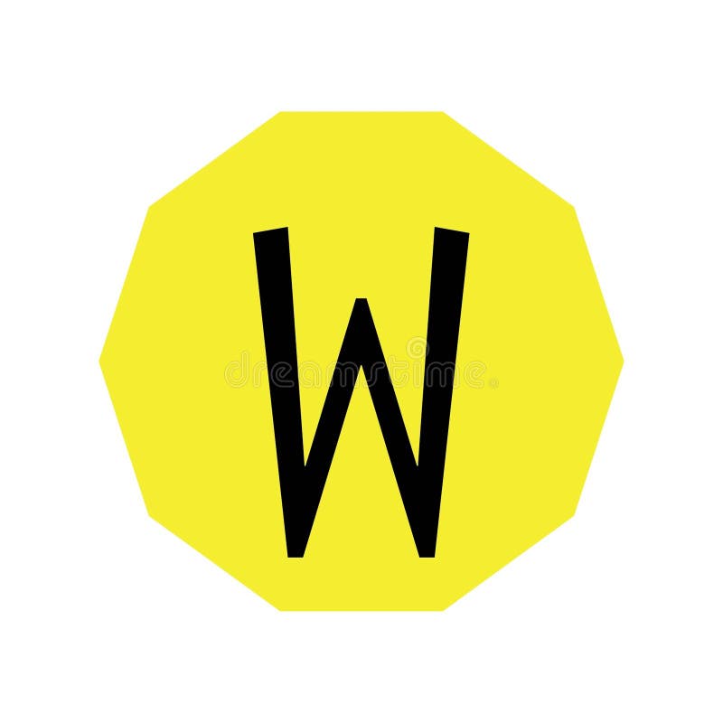 The Letter W is Black in Color with a Yellow Decagon Stock Illustration ...