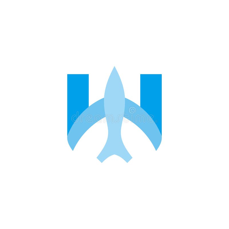 Letter W Blue Bird Wings Simple Logo Vector Stock Vector - Illustration ...