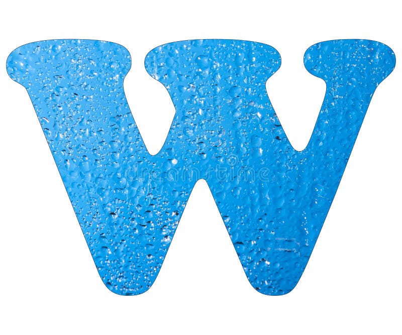 Letter W, Blue Water Drops - White Background Stock Image - Image of ...