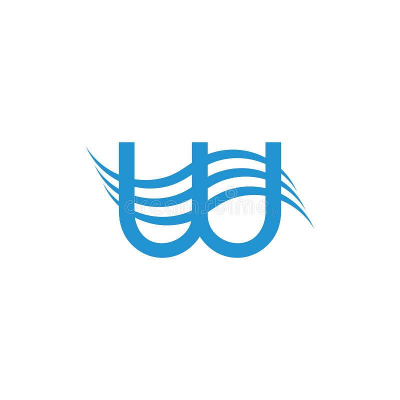 Letter W Blue Waves Stripes Logo Vector Stock Illustration ...