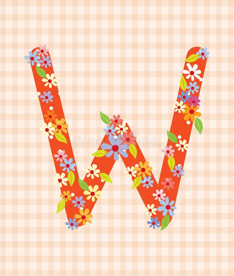 The Letter W Bright Floral Element of Colorful Alphabet in Stock Vector ...