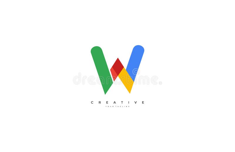 Letter W Bright Simple Colored Logo Vector Image Stock Illustration ...